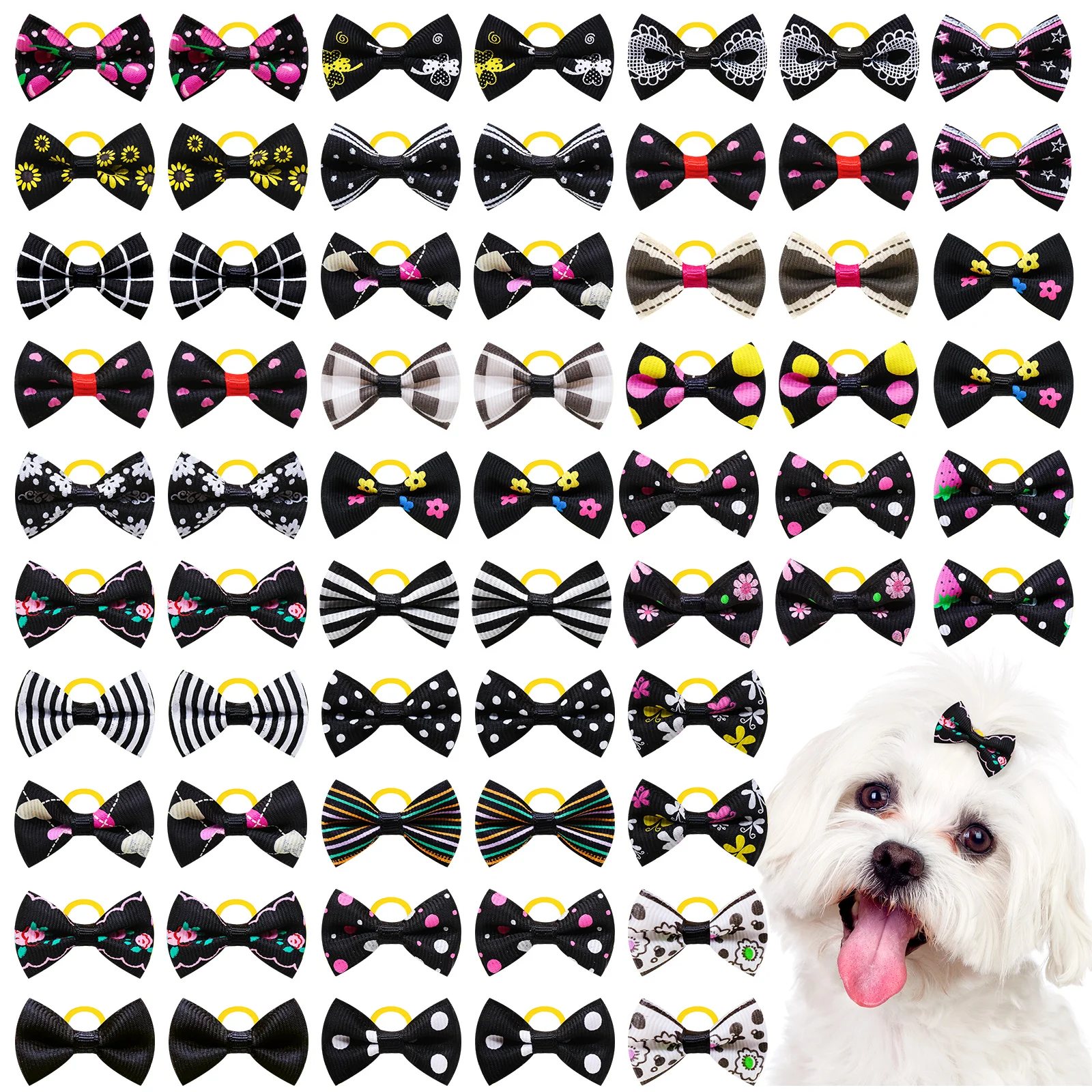 10/20/30PCS Small Dog Hair Bows Pet Bows Rubber Bands Cute Pet Puppy ...
