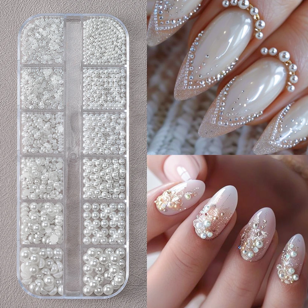 Round-White-Pearls-Nail-Beads-Nail-Charms-12-grids-0-15-0-5cm-Caviar ...