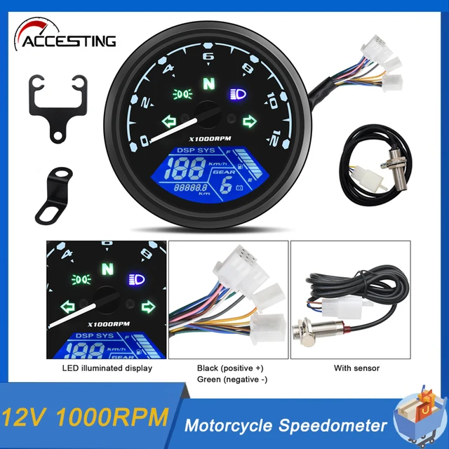 Tachometer For Small Engines Universal Motorcycle Digital Speedometer ...