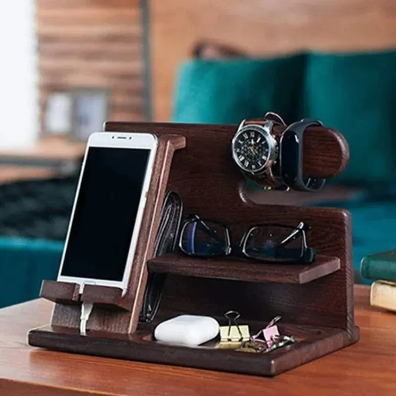 Wooden-Mobile-Phone-Holder-Desktop-Storage-Rack-Multifunction-Shelf ...