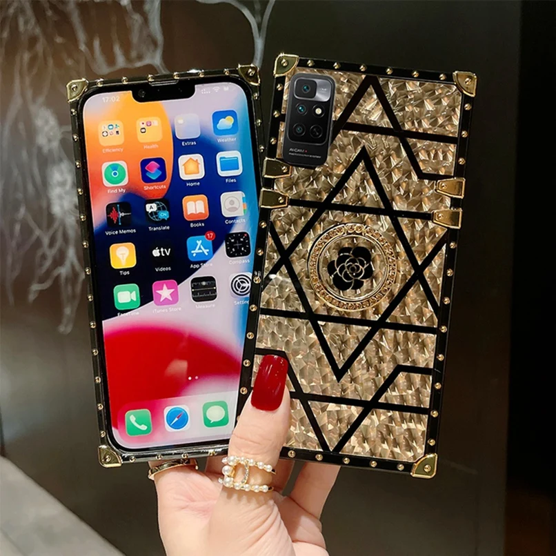 Luxury Glitter Ring Back Cover for P50 Pro (No Ring (Gold))