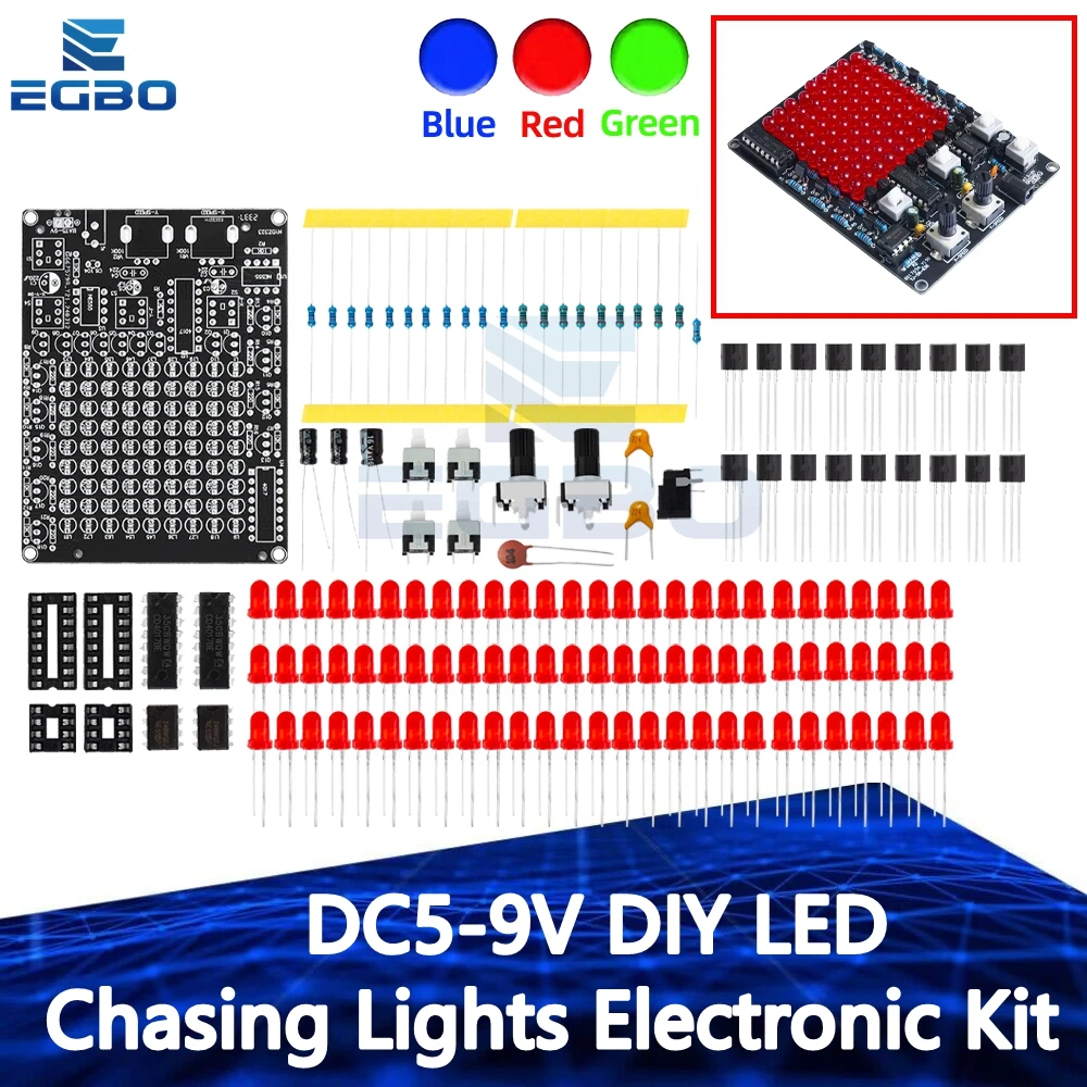 DIY-LED-Chasing-Lights-Electronic-Kit-DC5-9V-LED-Tracking-Light-Game ...