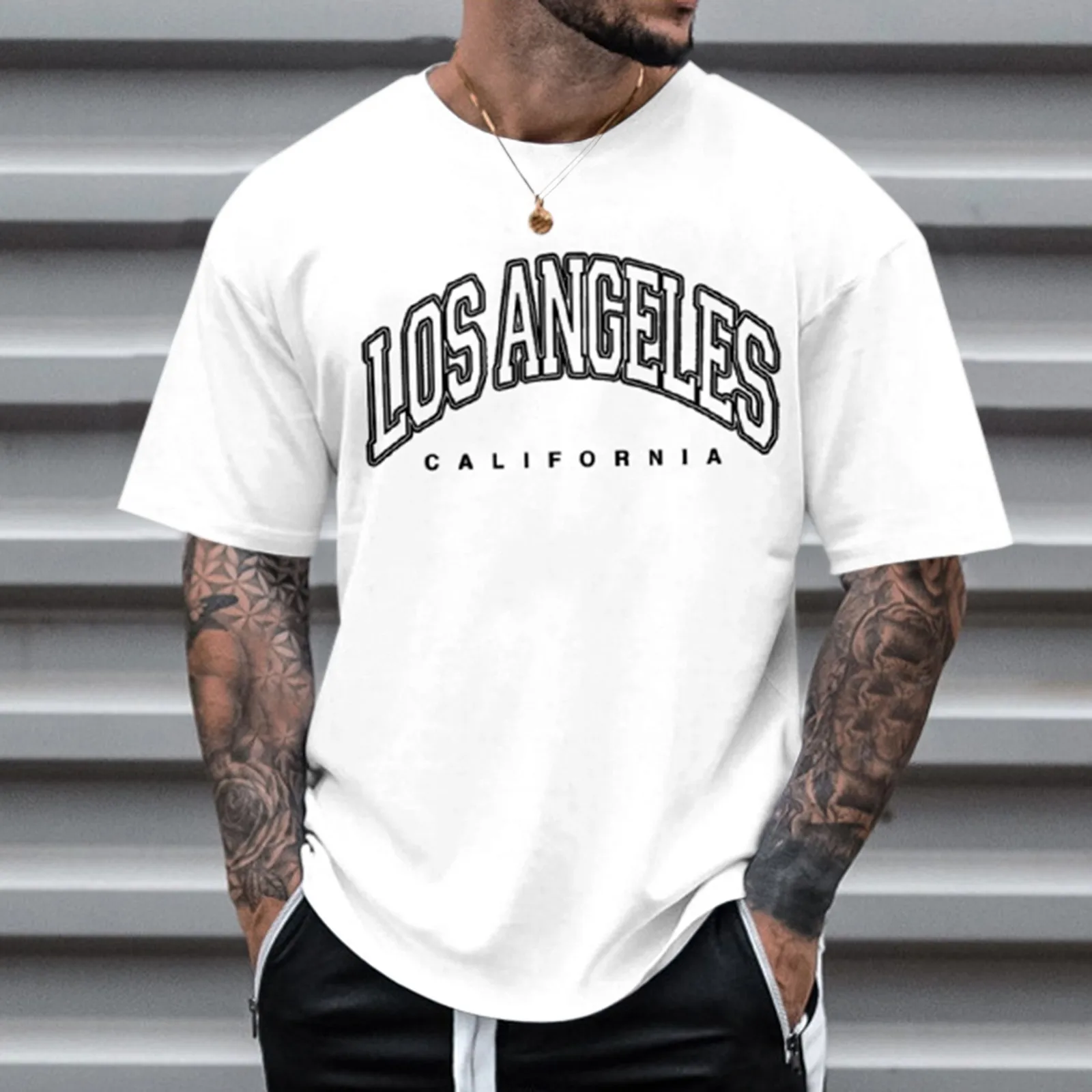 Los-Angeles-Letter-Print-T-shirts-Men-Clothes-European-American-Vintage ...