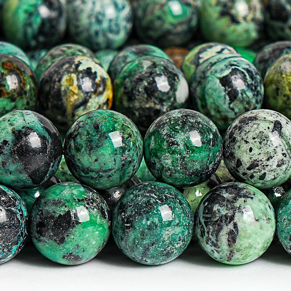 Pierres Précieuses Naturelles en Variscite, Perles Rondes Lisses de ...
