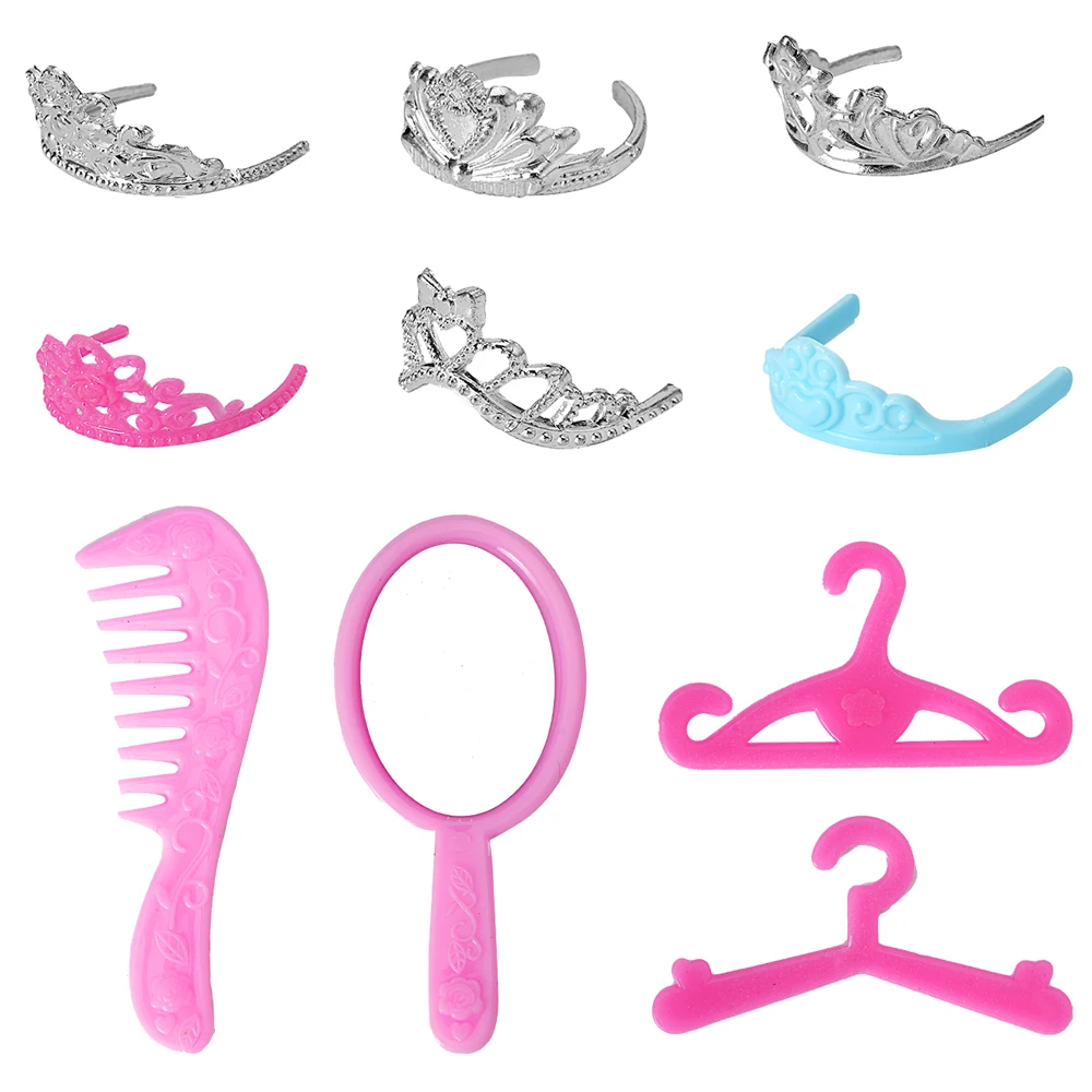 10-Pcs-Set-Dolls-Accessories-For-Barbie-Doll-Plastics-Crown-Earrings ...