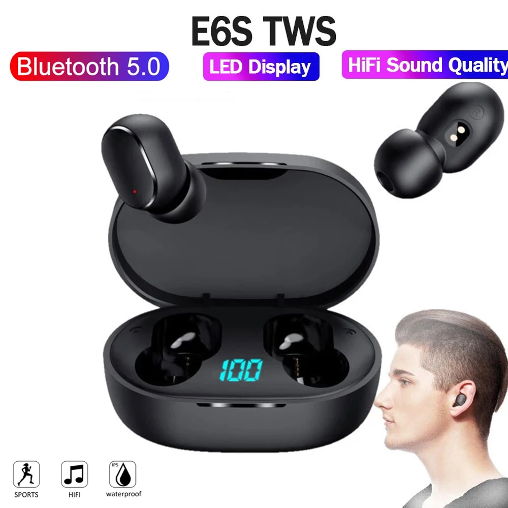 E6S-auriculares inalámbricos TWS con Bluetooth 5,0, miniauriculares deportivos con micrófono y ...
