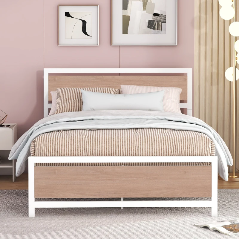 White-Full-Size-Platform-Bed-Metal-and-Wood-Bed-Frame-with-Headboard-and-Footboard-for-indoor.jpg