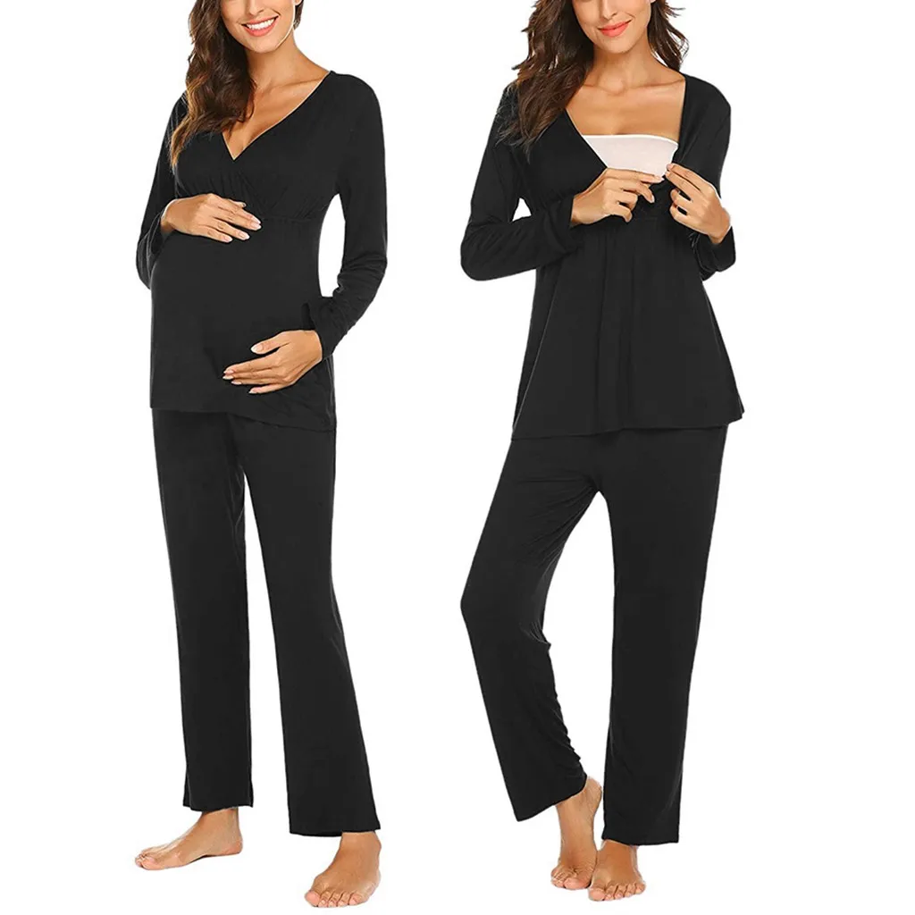 Ropa-de-maternidad-de-manga-larga-para-amamantamiento-pijama-de ...
