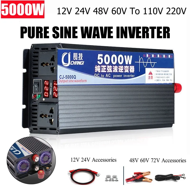 4000W/5000W/5500W/3000W Pure Sine Wave Inverter DC 12/24/48/60V/72V TO ...