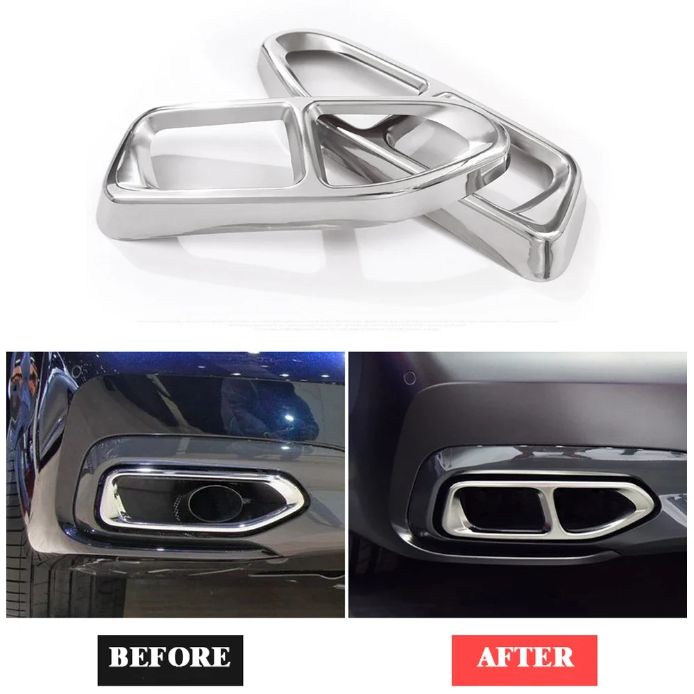 Yubao-2Pcs-Stainless-Steel-Tail-Car-Exhaust-Muffler-Pipe-Tip-Cover-Trim ...