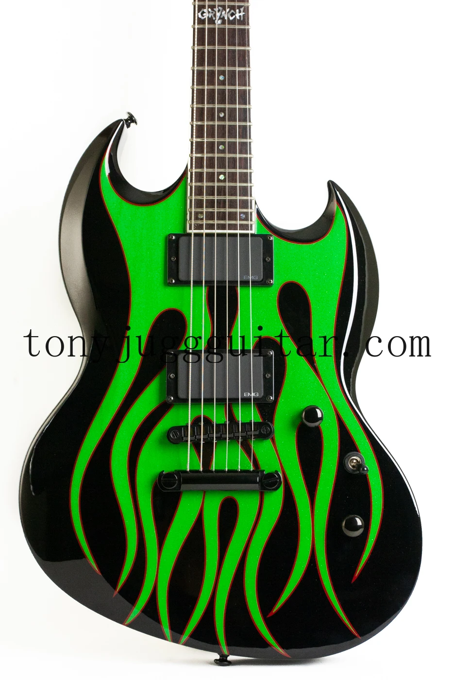Rare-LTD-James-Hetfield-Grynch-Sparkle-Green-Flame-Electric-Guitar-27 ...