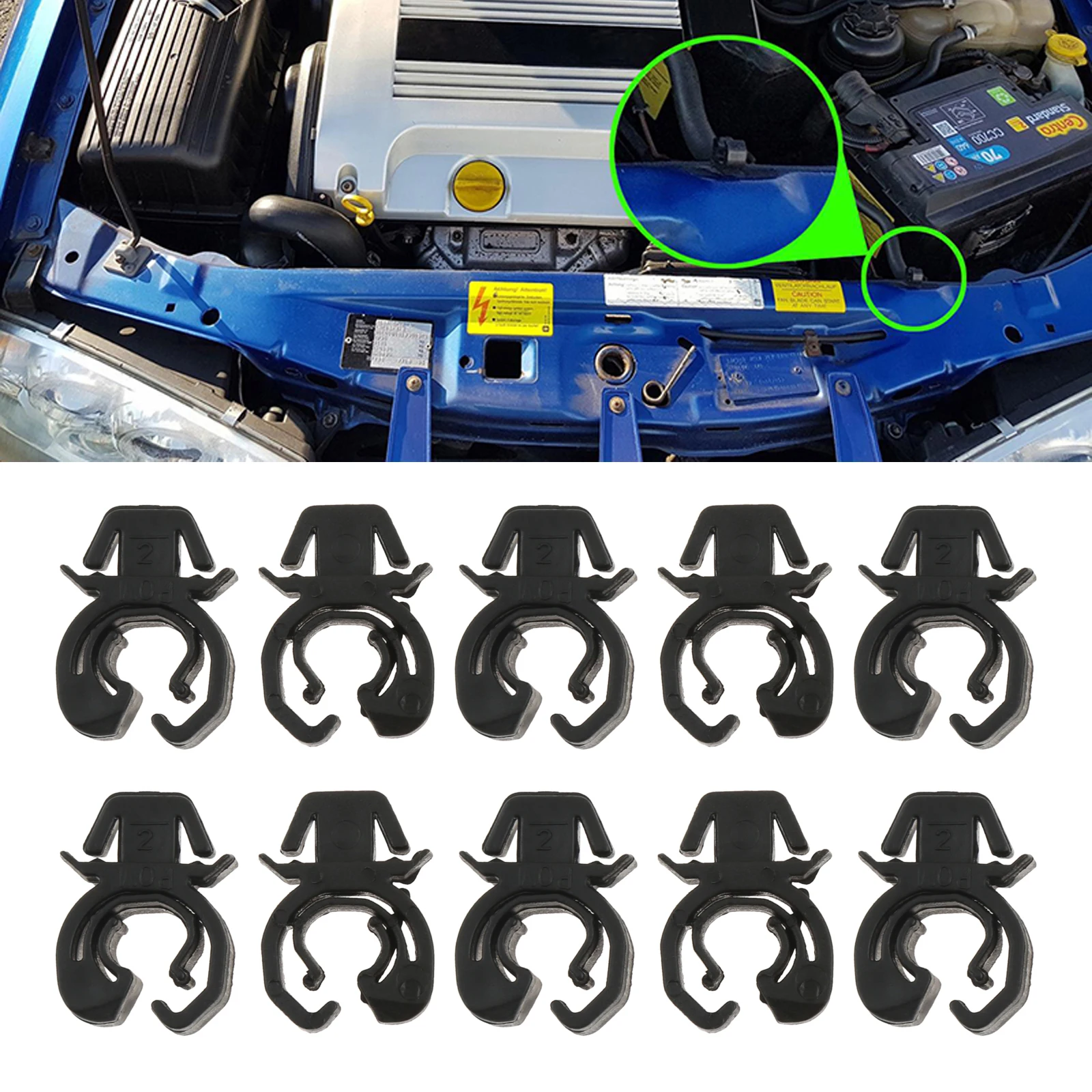 10pcs Car Bonnet Rod Hood Support Prop Stay Clips Holder Clamp for ...