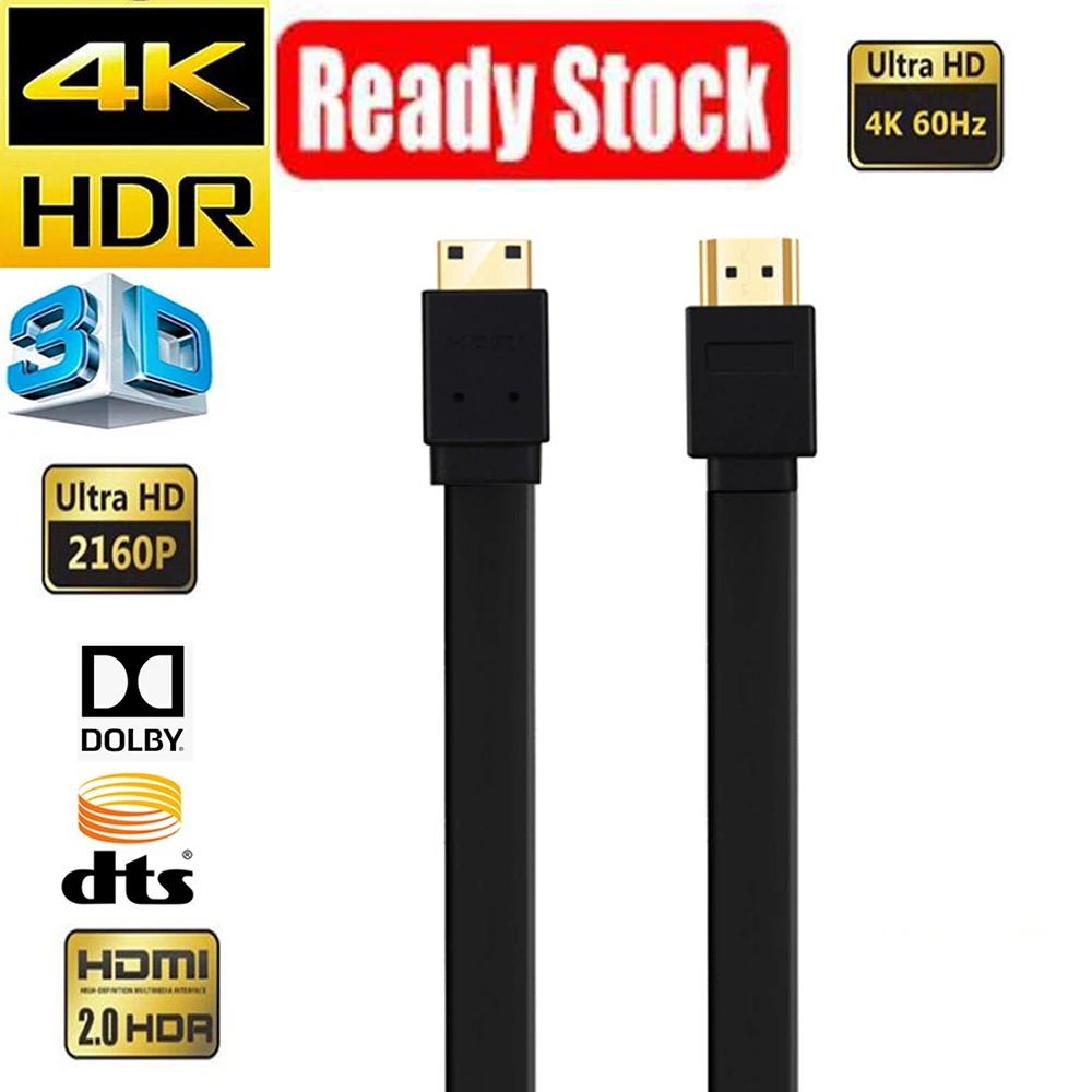 Mini hdmi para cabo hdmi, tipo c, ultra curto, 4k, 30hz, hdmi, 1.4v ...
