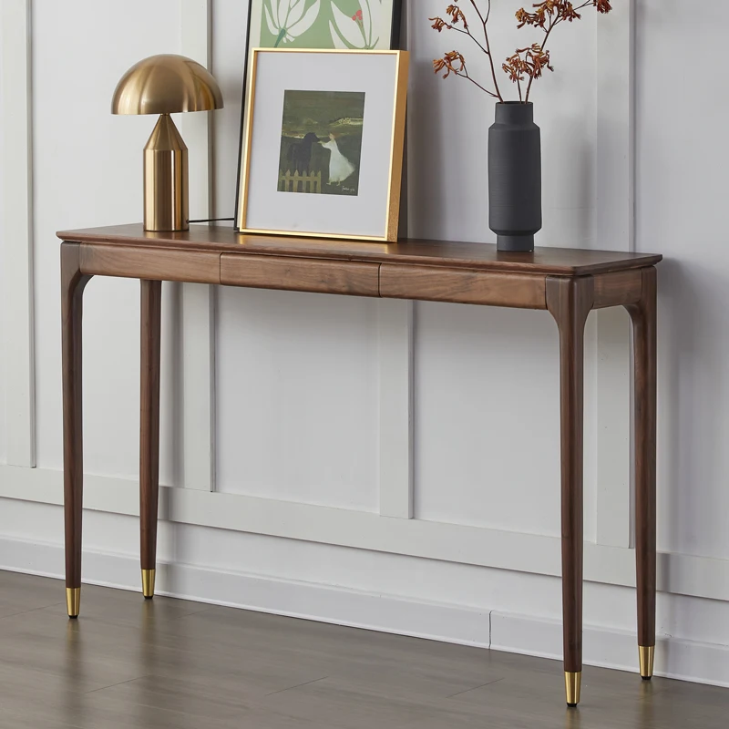 Nordic-Black-Walnut-Solid-Wood-Console-Table-Luxury-Entrance-Drawer ...