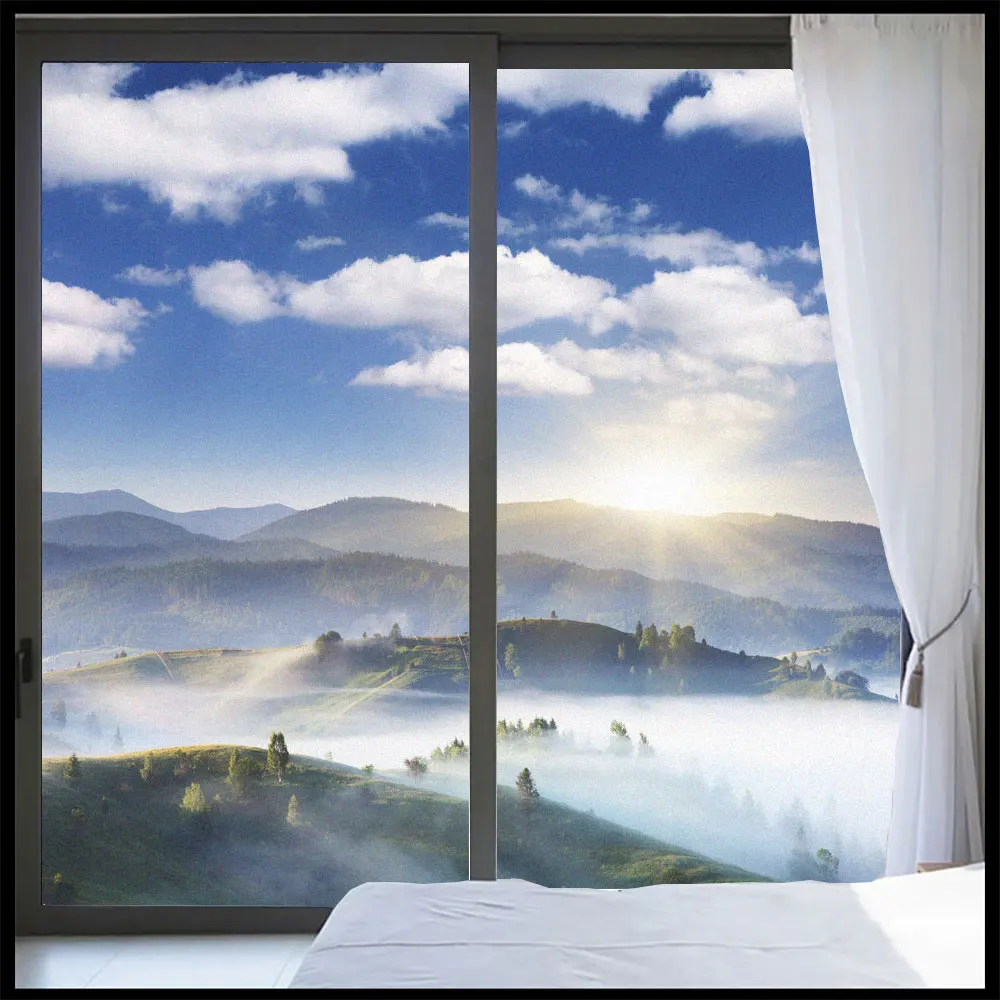 Glass-Window-Privacy-Film-Mountain-View-Pattern-Frosted-Sliding-Glass ...
