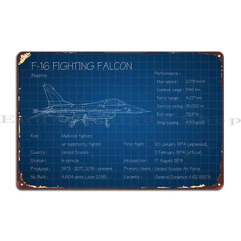 F16-Fighting-Falcon-Metal-Plaque-Decoration-Decoration-Club-Character ...