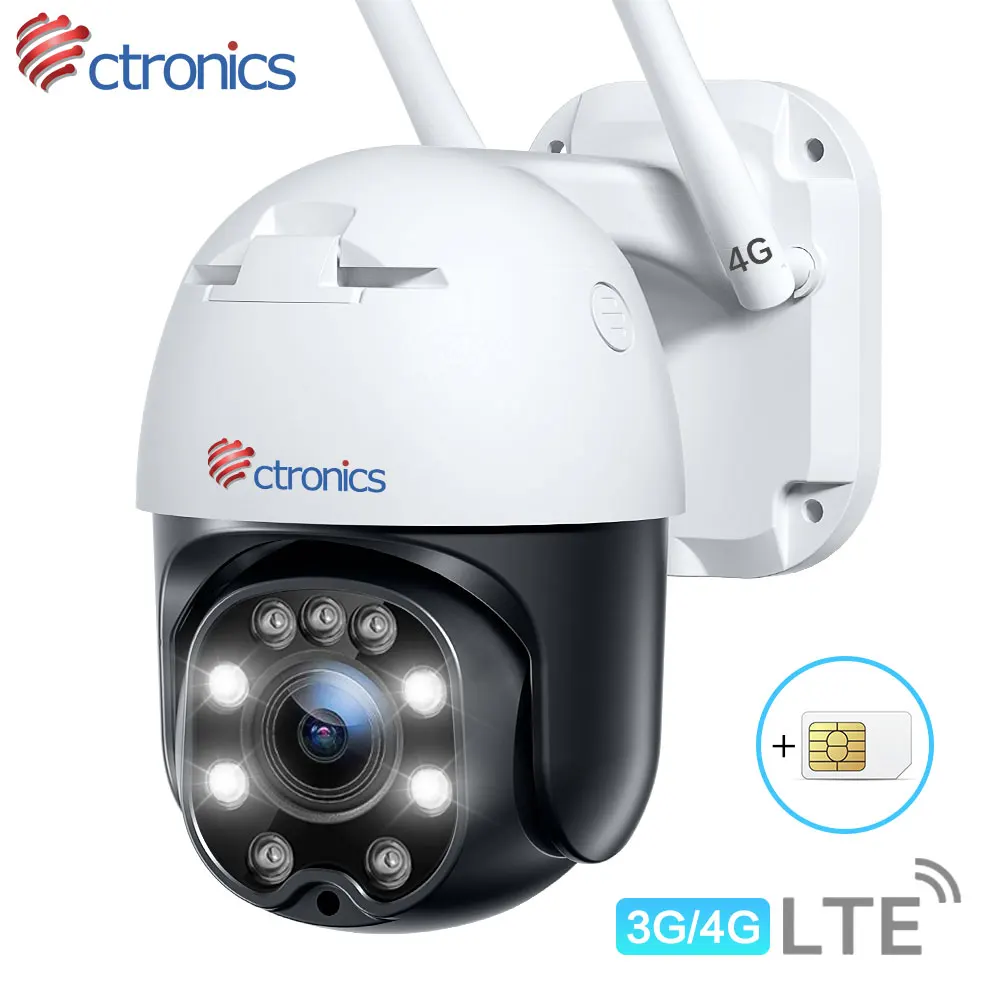 Ctronics IP 카메라, 4G 심카드, 야외용 5X 줌, PTZ 파노라마 CCTV, 1080P, 야간 투시경, 보안 카메라 ...