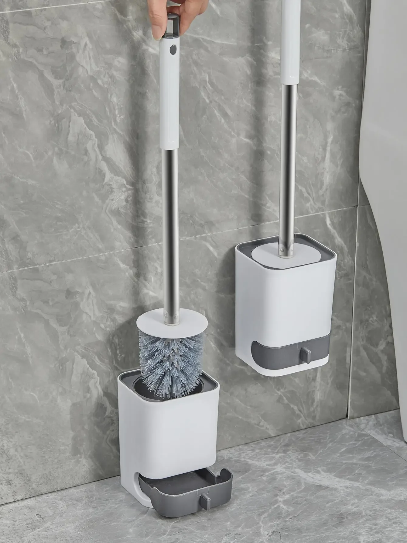 Punch-Free-Wall-Mounted-Plastic-Toilet-Brush-With-Drainable-Holder ...