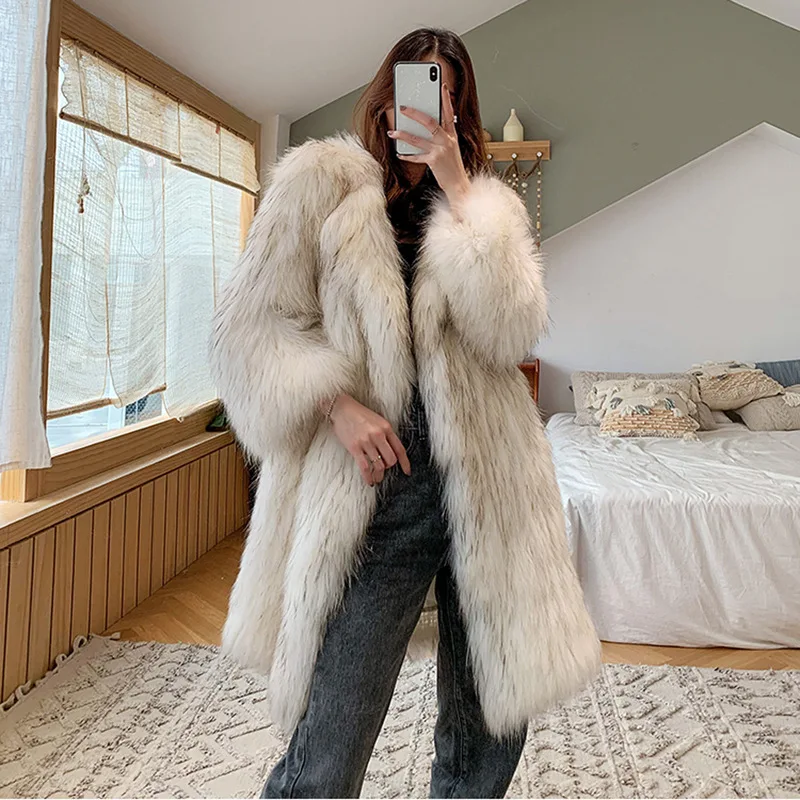 Women Warm Long Sleeve Parka Faux Fur Coat Lapel Long Outwear Maxi ...