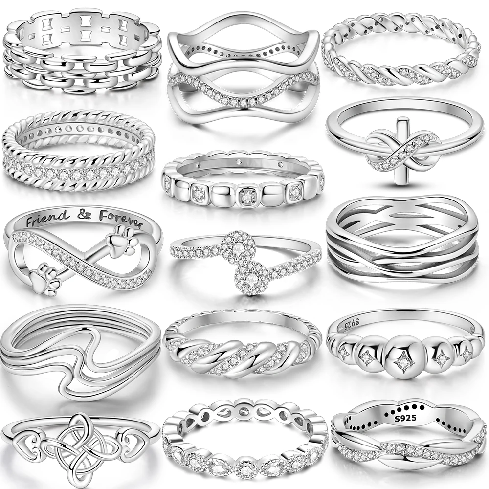 2024-925-Sterling-Silver-Plain-Silver-Ring-Finger-Infinite-Symbol-Rings ...