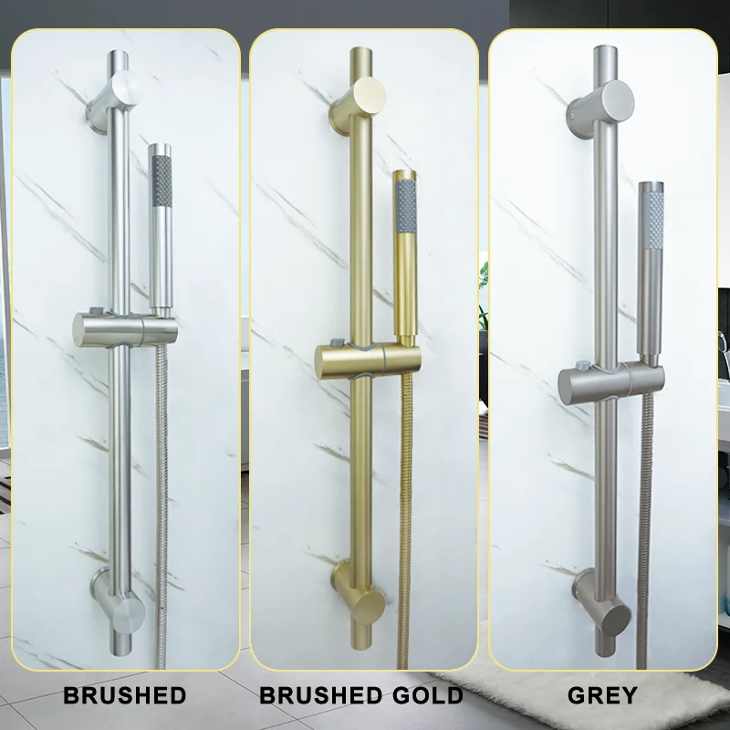 Brushed-Gold-Grey-Stainless-Steel-Shower-Column-Slider-Removable ...