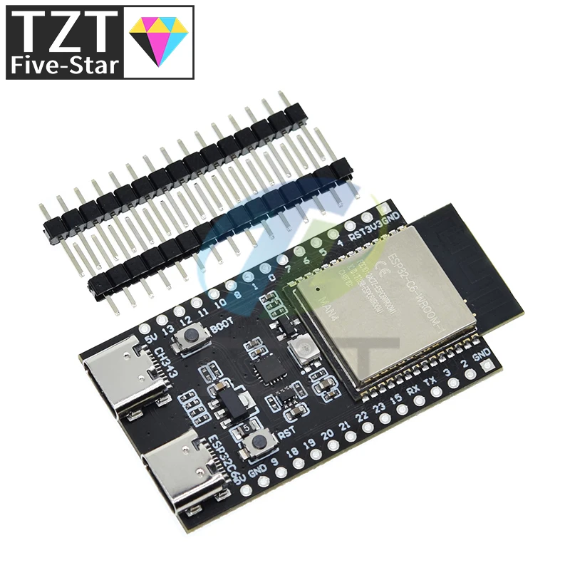 Placa de Desenvolvimento Dual Type-C da Internet das Coisas, ESP32, ESP32-C6, DevKit C, N4R2 ...