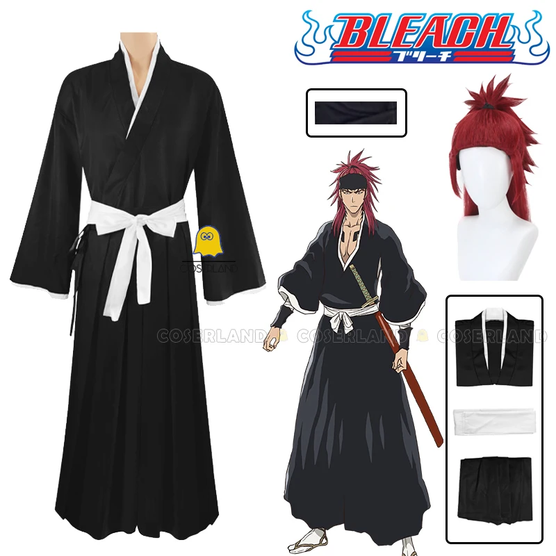 Anime-Bleach-Renji-Abarai-Cosplay-Costume-Wig-Black-Shinigami-Attire ...
