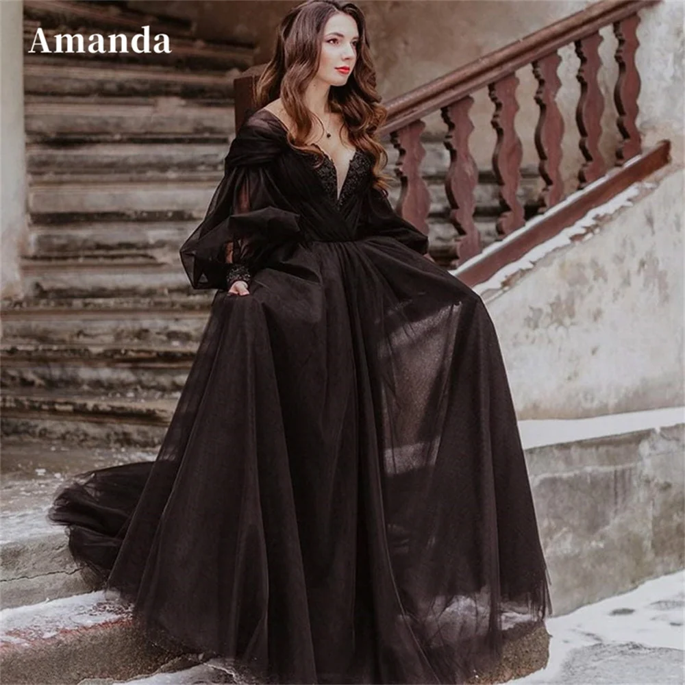 Amanda-vestido-Sexy-De-fiesta-con-manga-abullonada-ropa-De-noche-g-tica ...