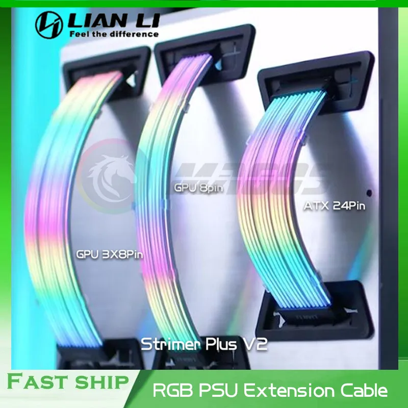 Lian-Li-Strimer-Plus-V2-RGB-PSU-Extension-Cable-Bendable-Silicone-Wire ...