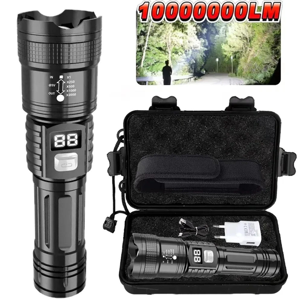 High Power LED Flashlights USB Rechargeable Hand Light with Built-in ...