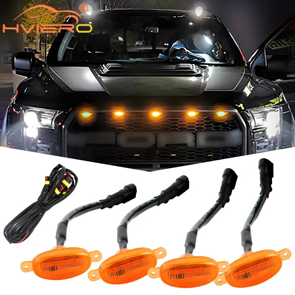 4X-Car-Grille-Light-6led-Yellow-Daytime-Running-Lamp-LED-DC-12V ...