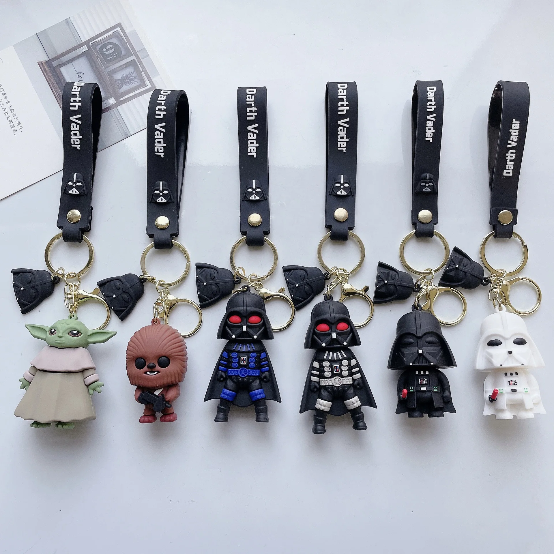 Star-War-Keychain-Darth-Vader-Pendant-Car-Key-Chain-Black-White-Cartoon ...