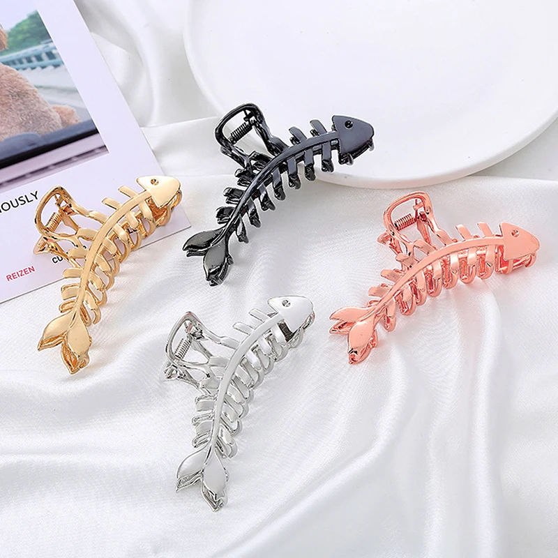 Large-Metal-Hair-Claw-Clip-Fish-Bone-Irregular-Hairpins-Punk-Style ...