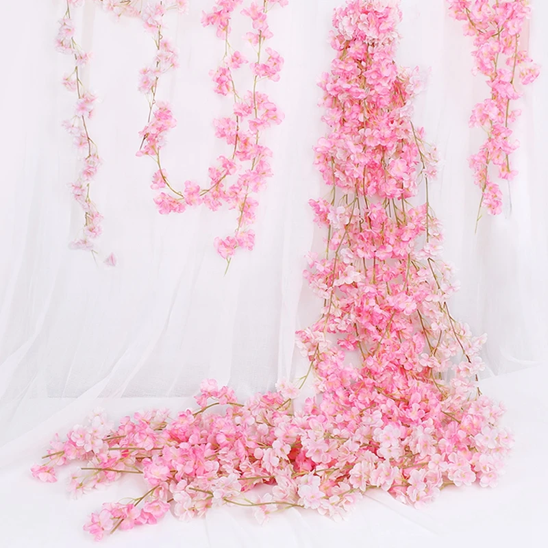 1pcs-180cm-Artificial-Sakura-Vine-Pink-Cherry-Blossom-Vine-Garland ...
