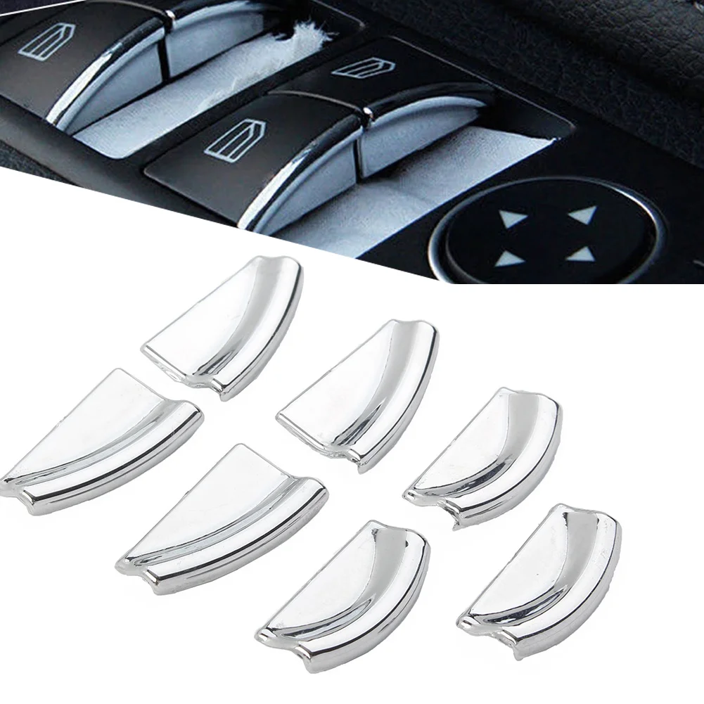 7Pcs-Car-Window-Lift-Switch-Button-Trim-Chrome-Decoration-For-Mercedes ...