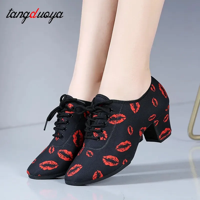 Red-lips-jazz-dance-shoes-women-Heel-3-5cm-Girls-Ballroom-Modern-Tango ...