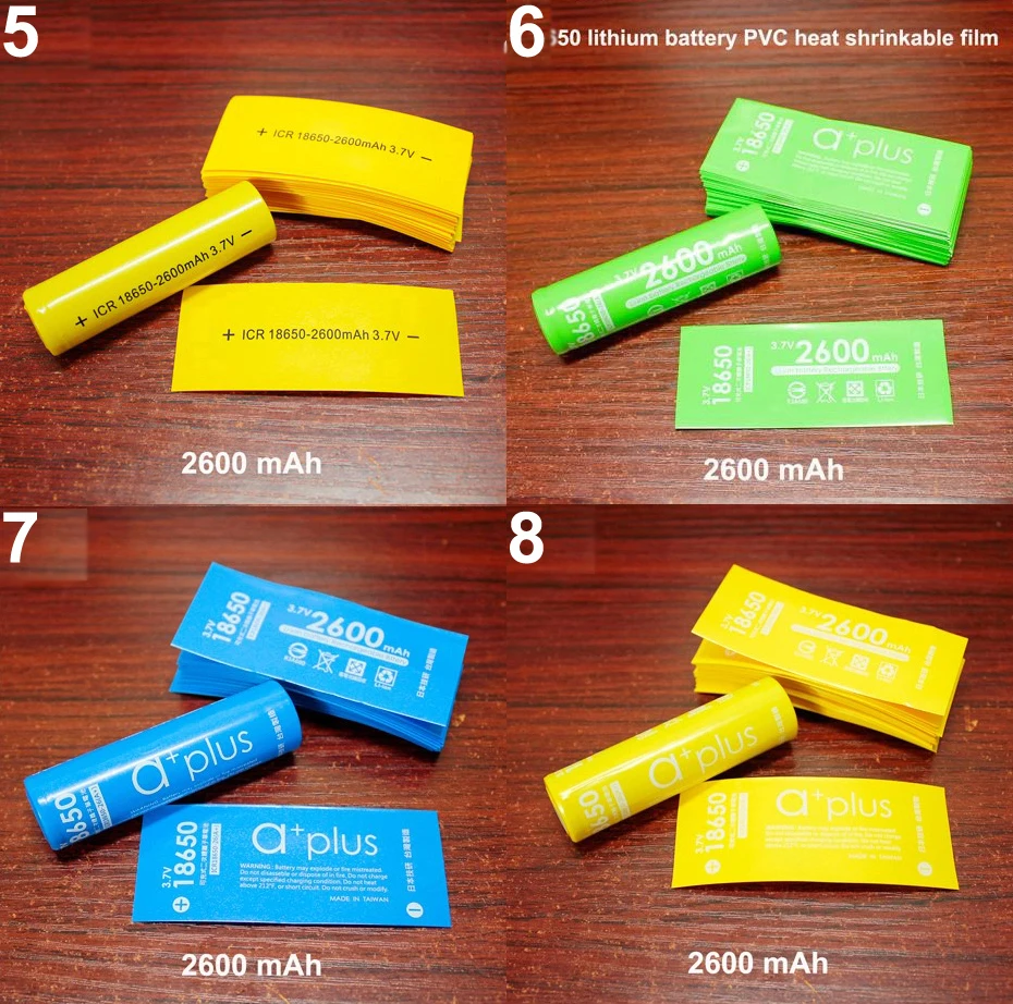 100pcs/lot Lithium battery package outer skin 18650 battery PVC heat ...