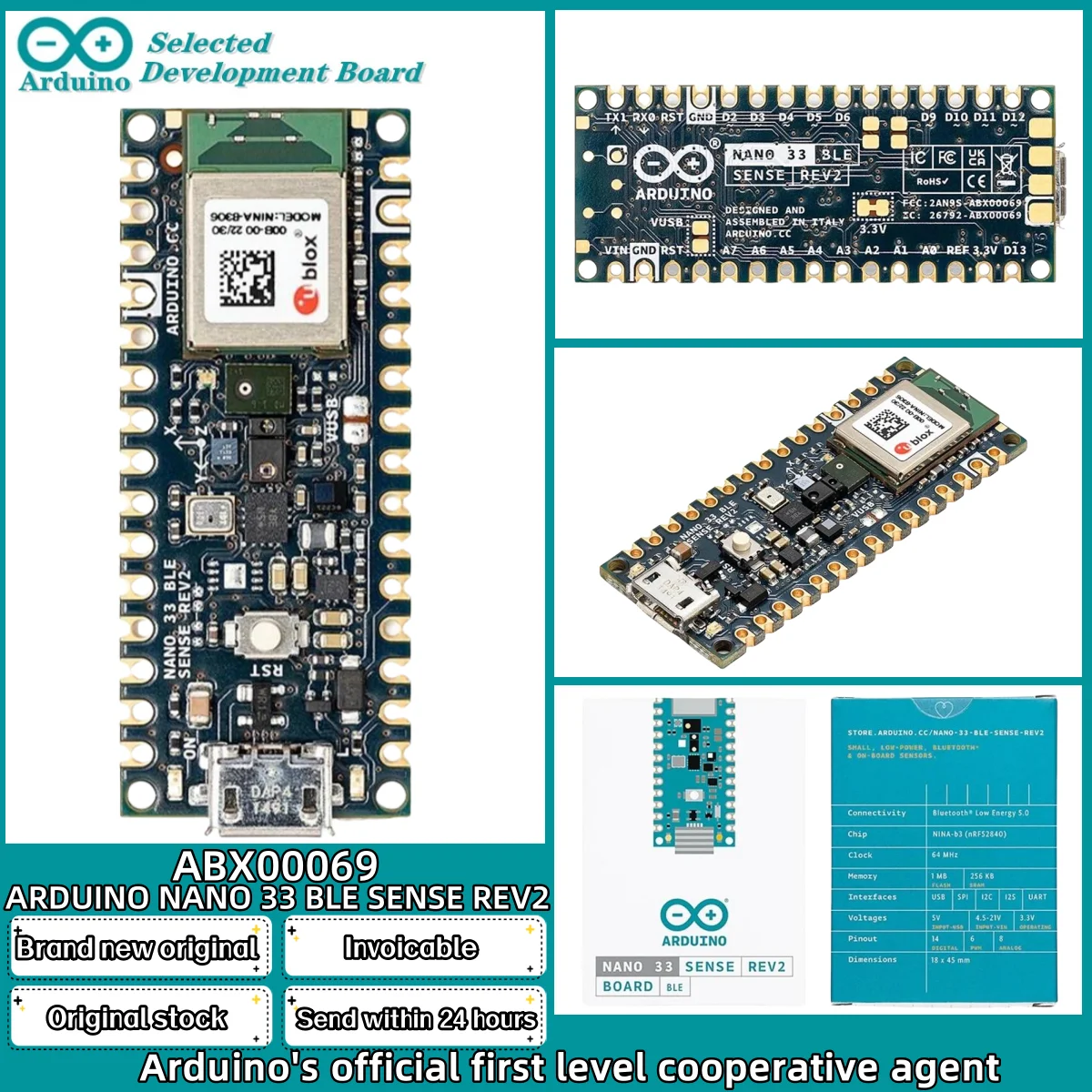 1PCS-LOT-ARDUINO-NANO-33-BLE-SENSE-REV2-ABX00069-Development-board ...