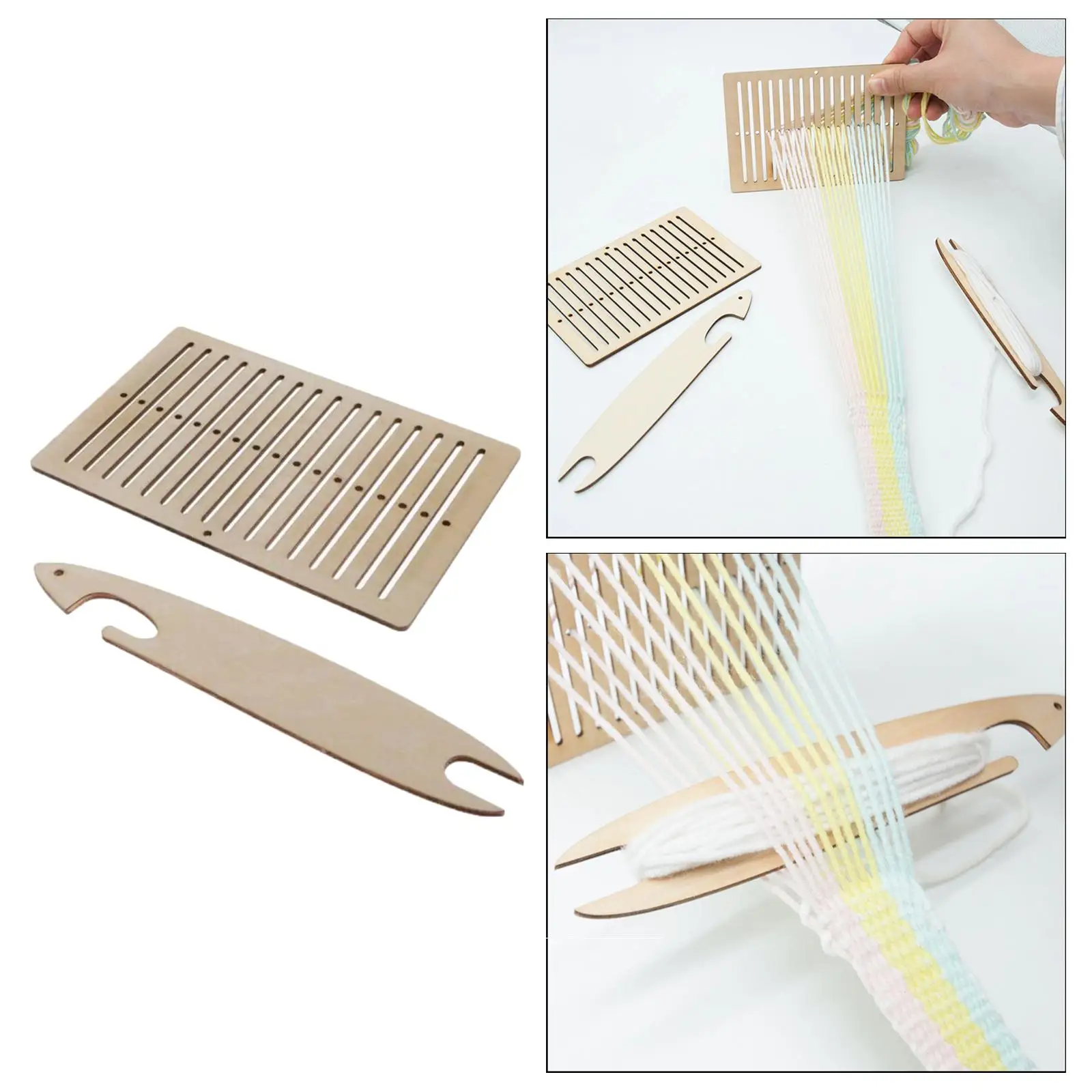 Portable-Wooden-Weaving-Looms-DIY-Kit-Looms-Sticks-for-Yarn-Rope-String ...