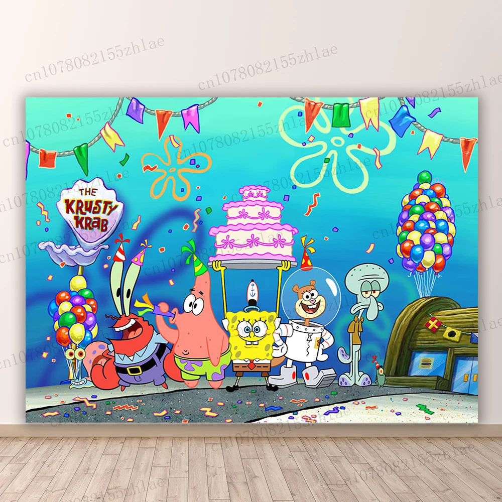 SpongeBob-Birthday-Party-Photo-Backdrop-Cartoon-Photo-Background-Baby ...