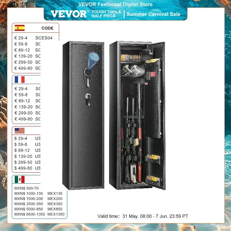 VEVOR-6-Rifles-Gun-Safe-Rifle-Safe-W-Fingerprint-Digital-Keypad-Lock ...