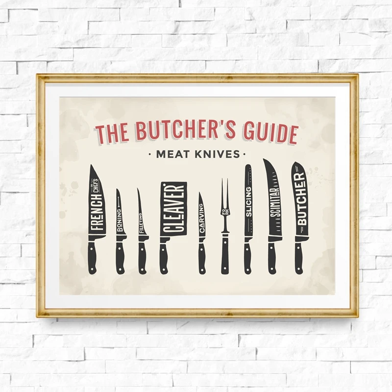 Canvas-Painting-Meat-Knives-The-Butcher-s-Guide-Posters-Prints-Butcher ...