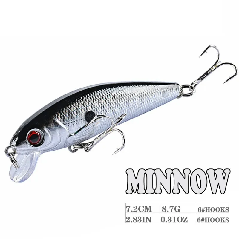 Minnow-Laser-Crankbait-Fishing-Lure-Tackle-with-Treble-Hooks-Artificial ...