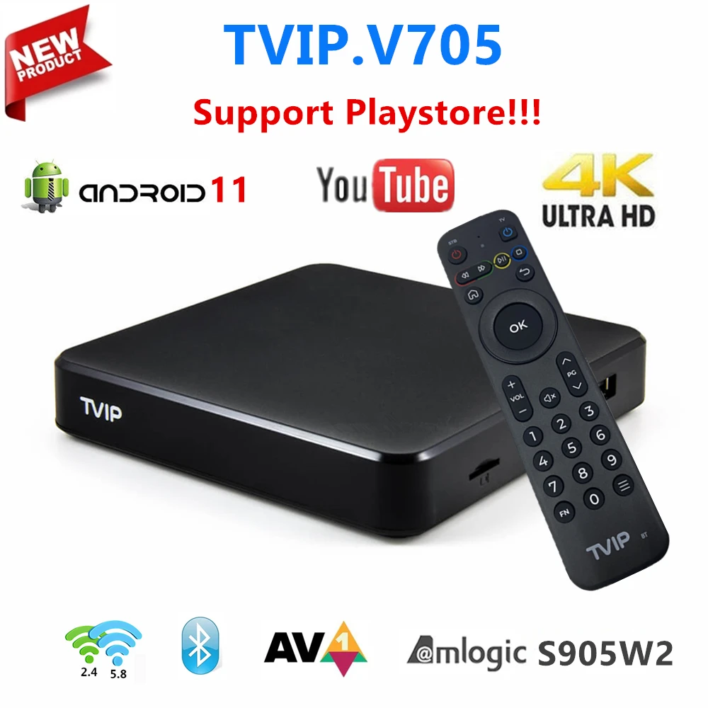 New TVIP705 IPTV box Android 11.0 TV BOX 4K Ultra HD 1G 8G Amlogic S905W2 2.4/5G WiFi BT TVIP ...