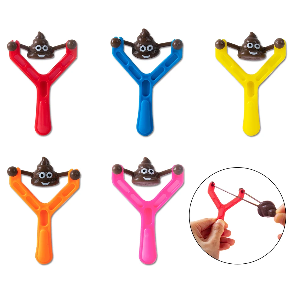 Funny Slingshot Toy 5pcs Catapult Poo Toy Set With 25 Bullets - Funny ...