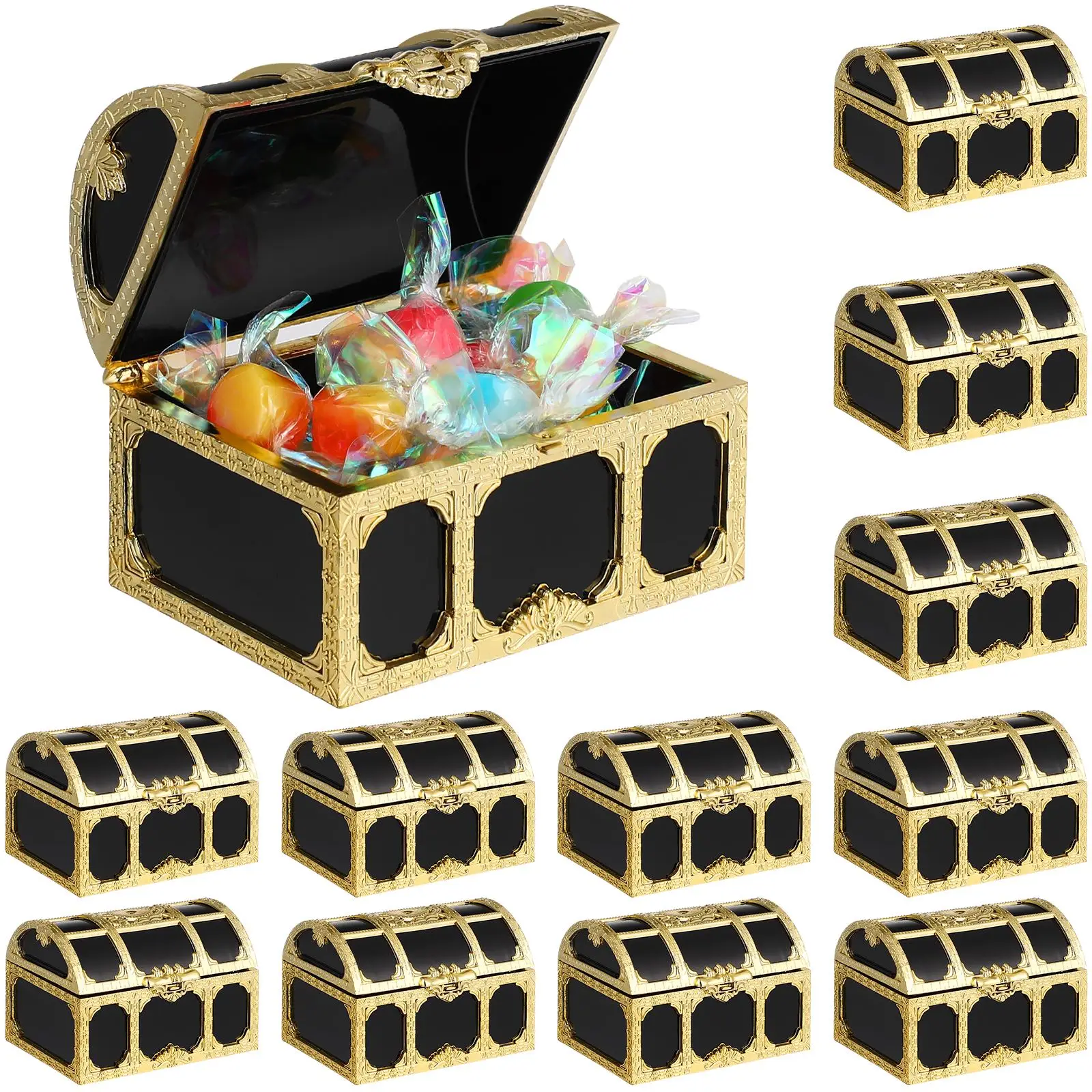 12-Pcs-Pirate-Treasure-Chests-Plastic-Candy-Storage-Boxes-Treasure-Toys ...