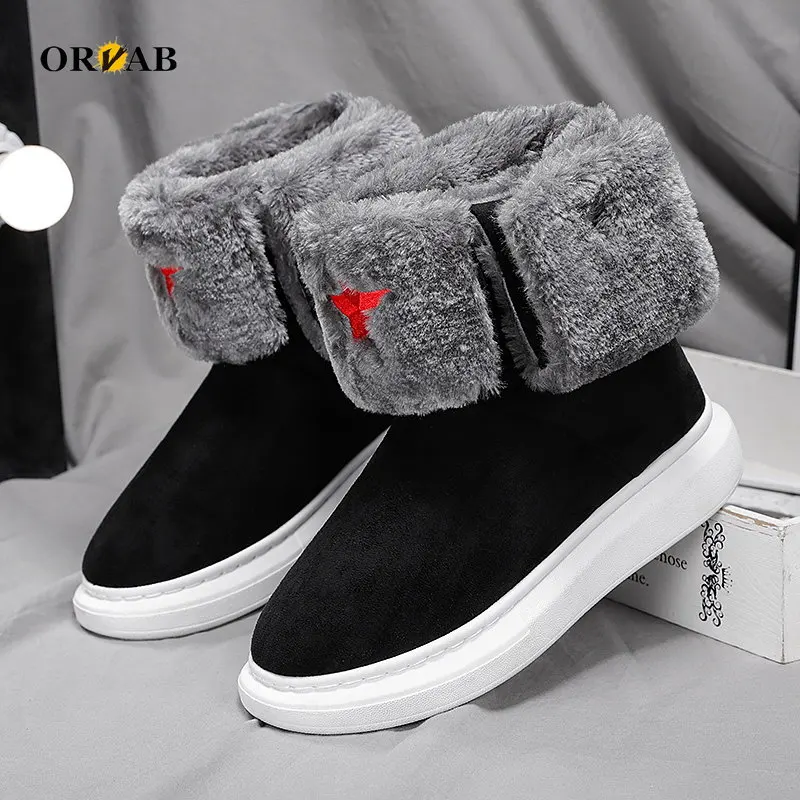 Botas de inverno homens manter quente botas de algodão ao ar livre ...