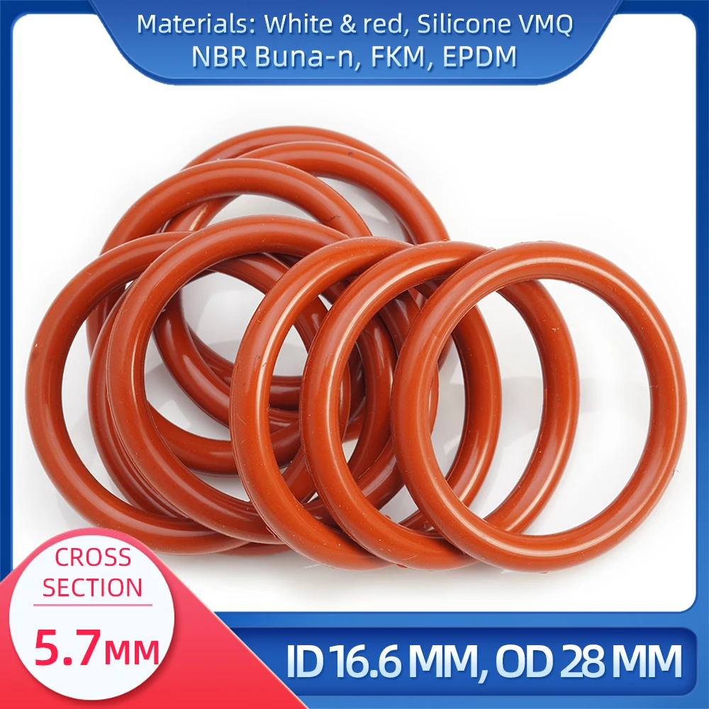 O Ring CS 5.7 mm ID 16.6 mm OD 28 mm Material With Silicone VMQ NBR FKM ...