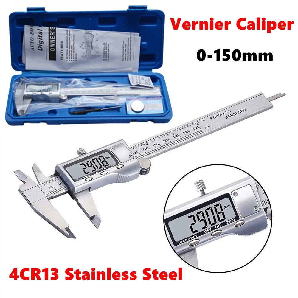 6 Inch Digital Vernier Caliper 0 150mm Stainless Steel/Plastic ...