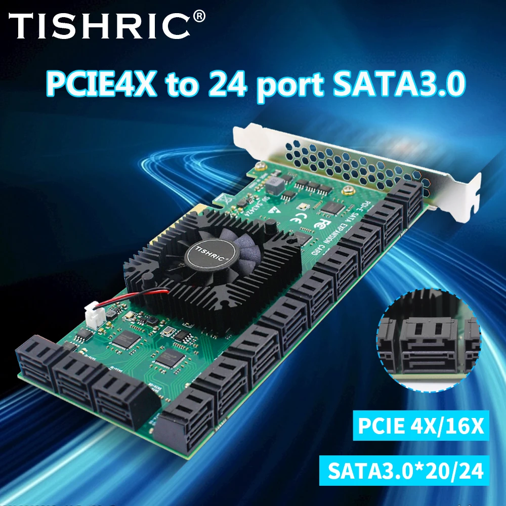 Tishric pci e 1x 4x 16x para 2/6/10/16/20/24 portas placa de expansão ...